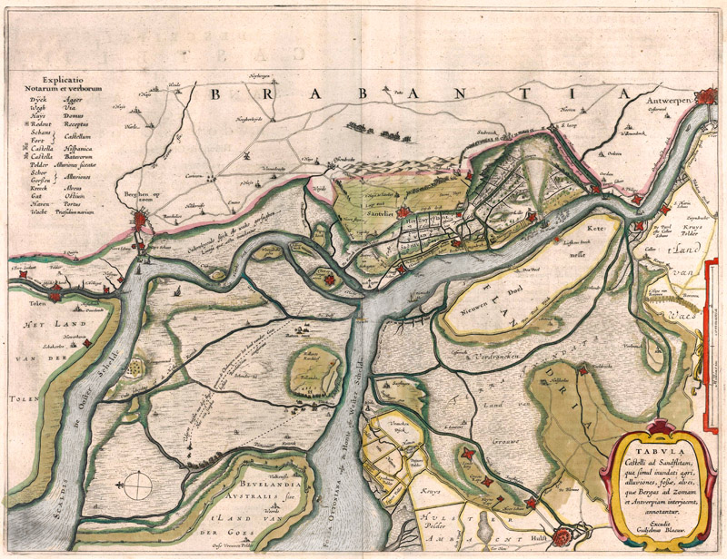 Zandvliet, Ooster- en Westerschelde 1645 Blaeu - Oude landkaarten en ...